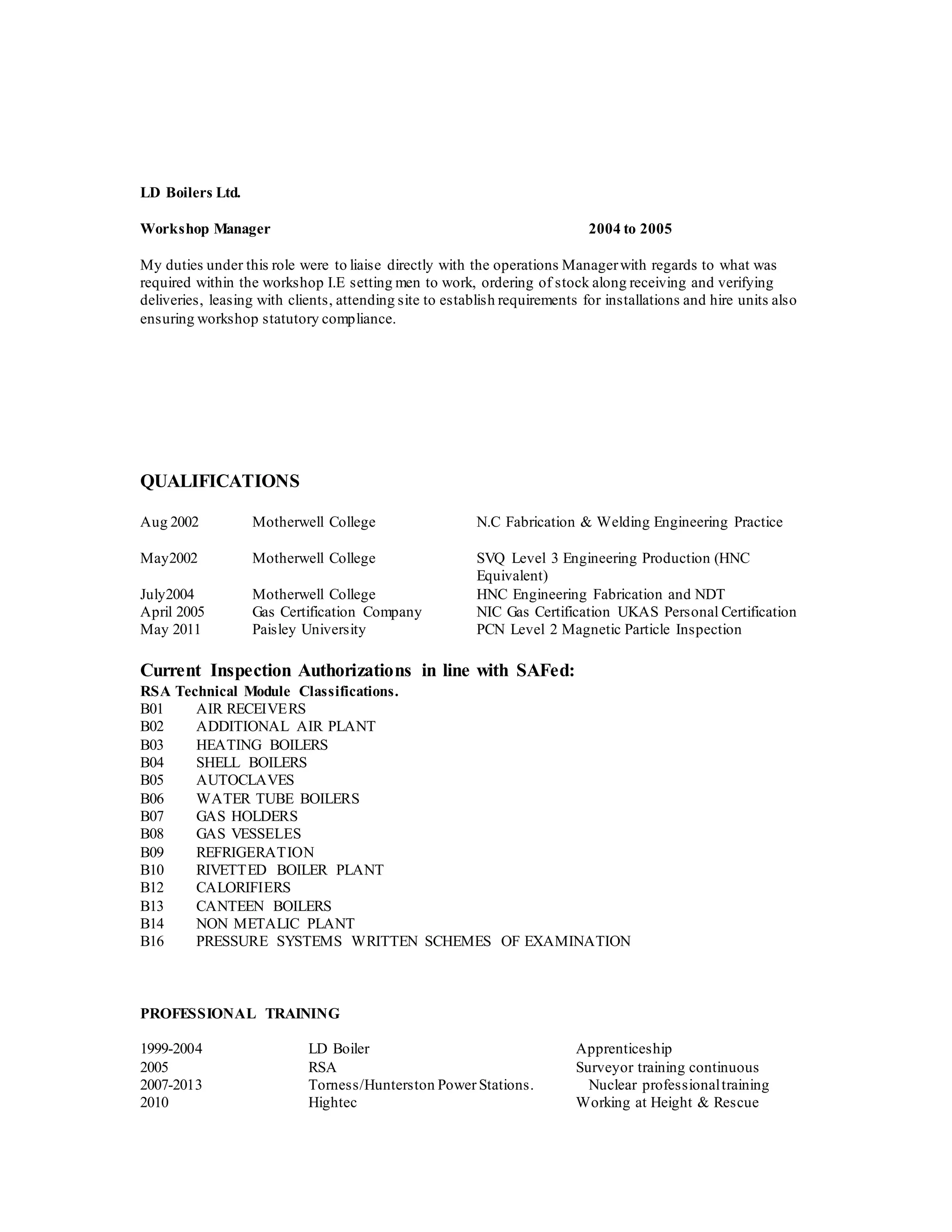 Craig Main CV | DOCX