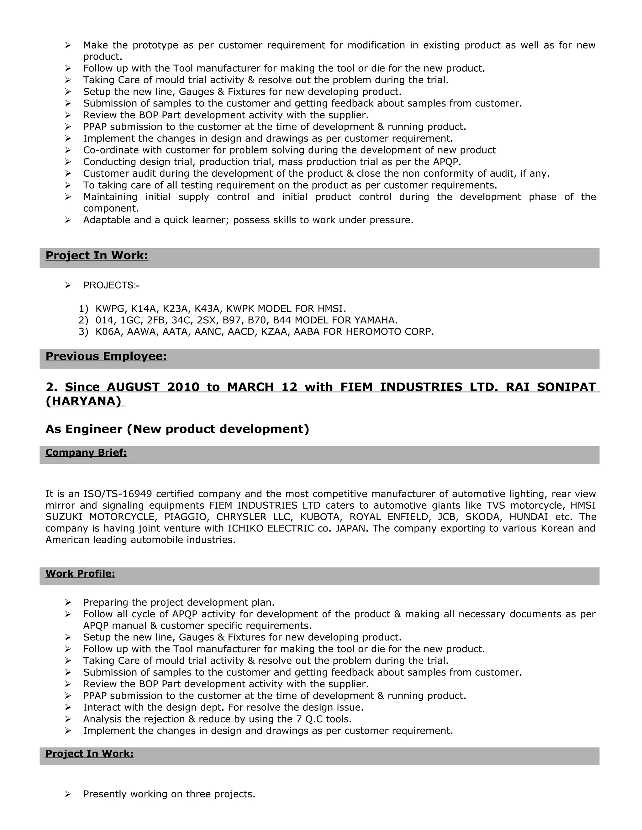 new product development cv | DOC
