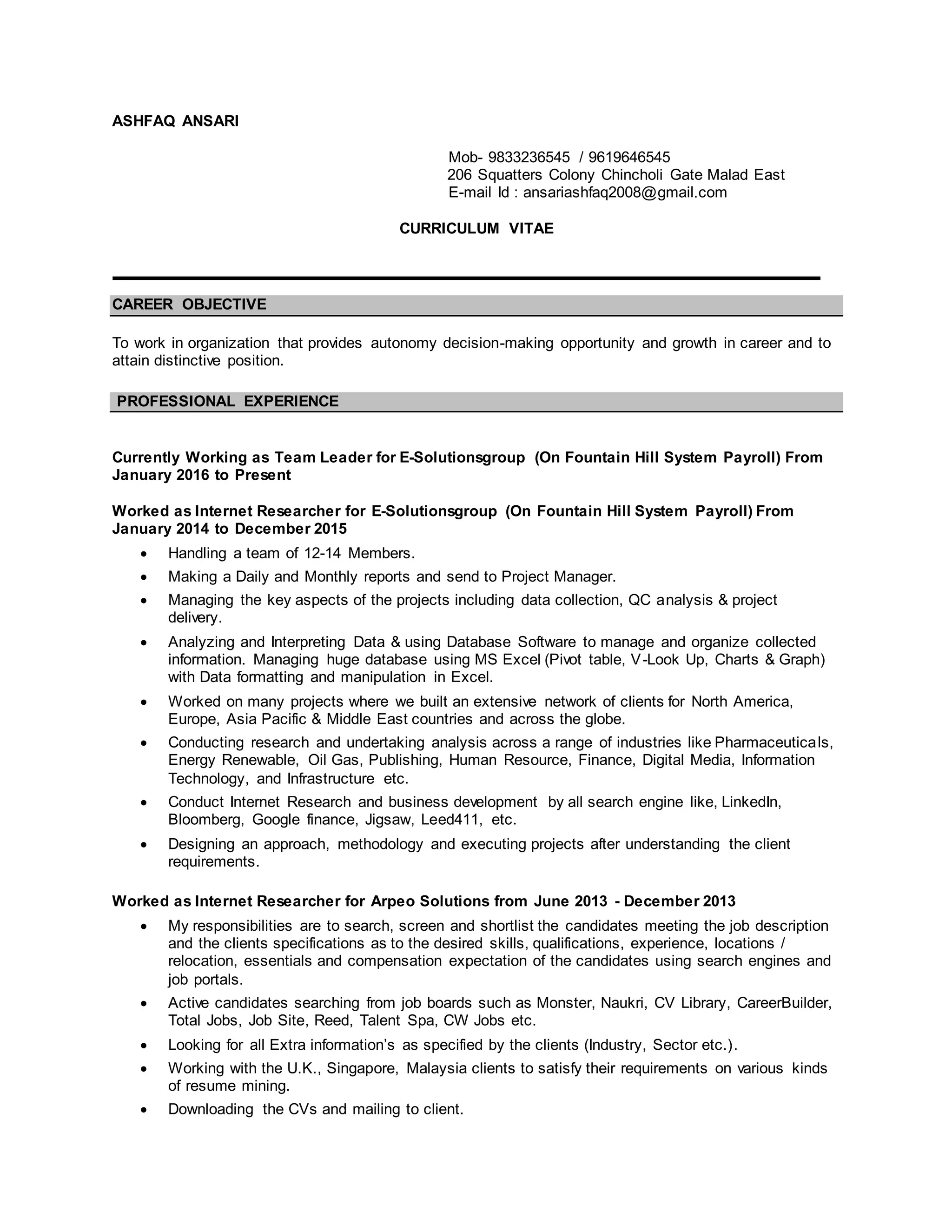 ASHFAQ ANSARI biodata | DOCX