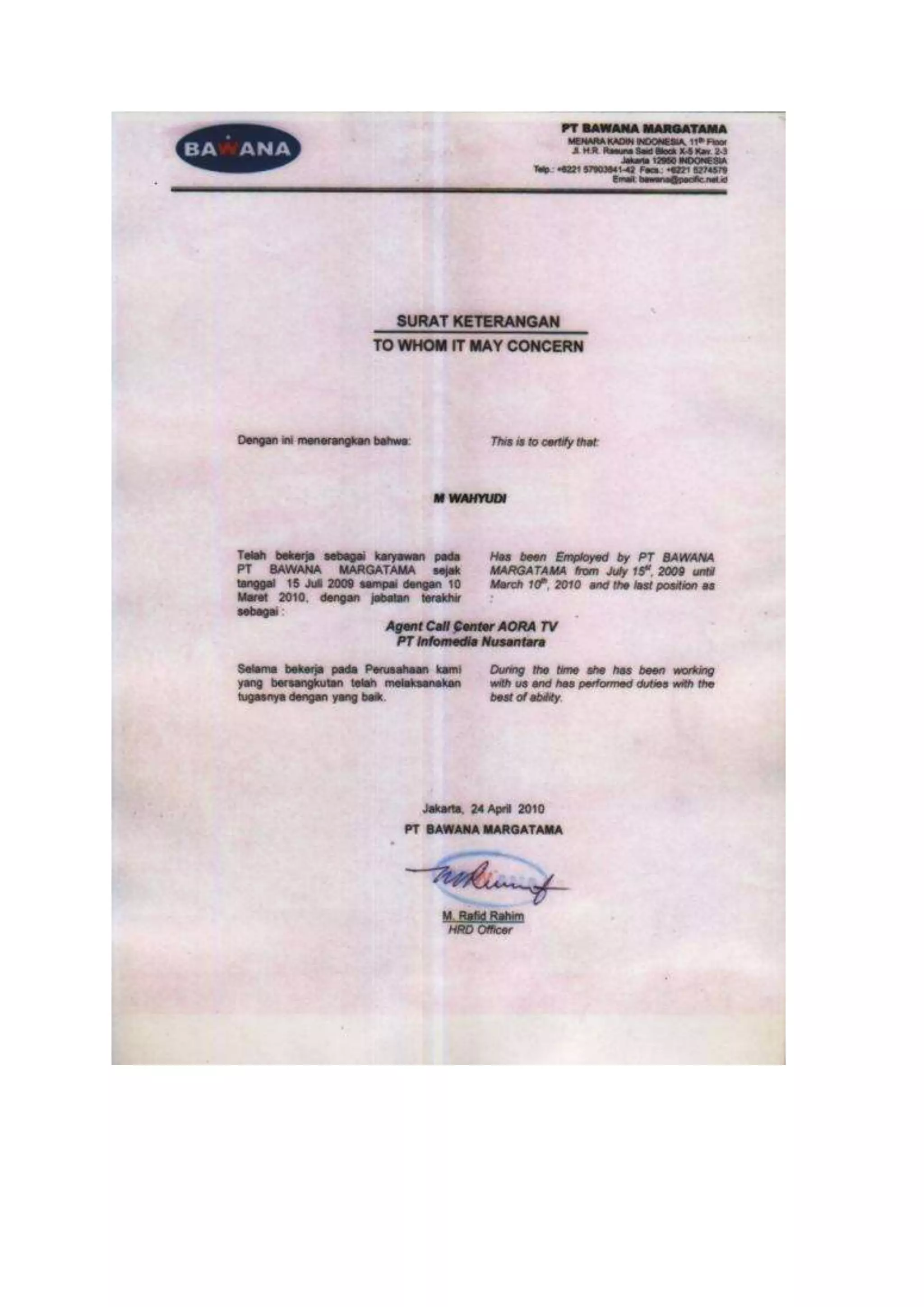 surat referensi Bawana | PDF