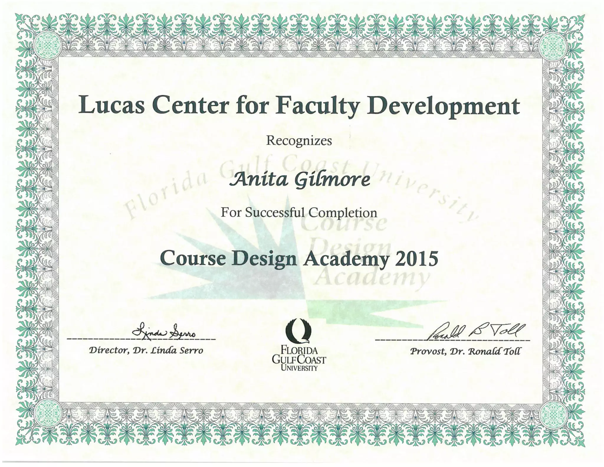 FGCU Course Design Academy Certificate | PDF