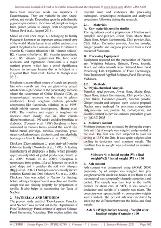 Development of Nachos using Cucurbita Pumpkin Seed Powder, Sorghum ...