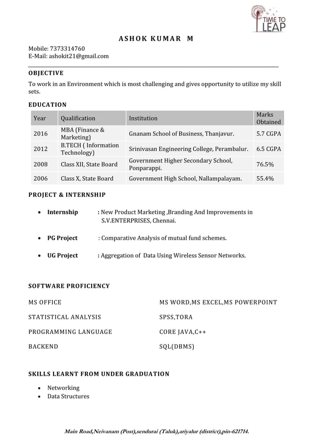 MBA FRESHER WITH SPECIALISATION OF FINANCE | PDF