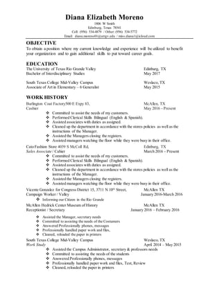 Diana Elizabeth Moreno. Resume | PDF