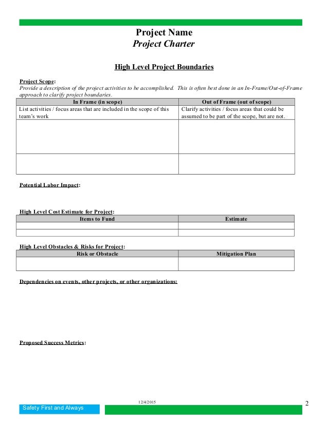 Project Charter Template