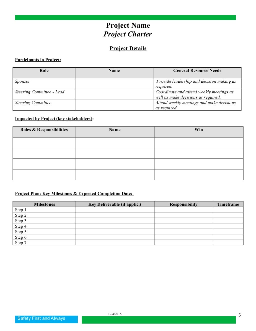 Project Charter Template