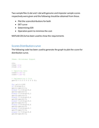 BIometrics- plotting DET and EER curve using Matlab | DOCX | Computer ...