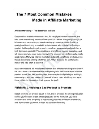 THE 7 MOST COMMON MISTAKES MADE IN AFFILIATE MARKETING | PDF