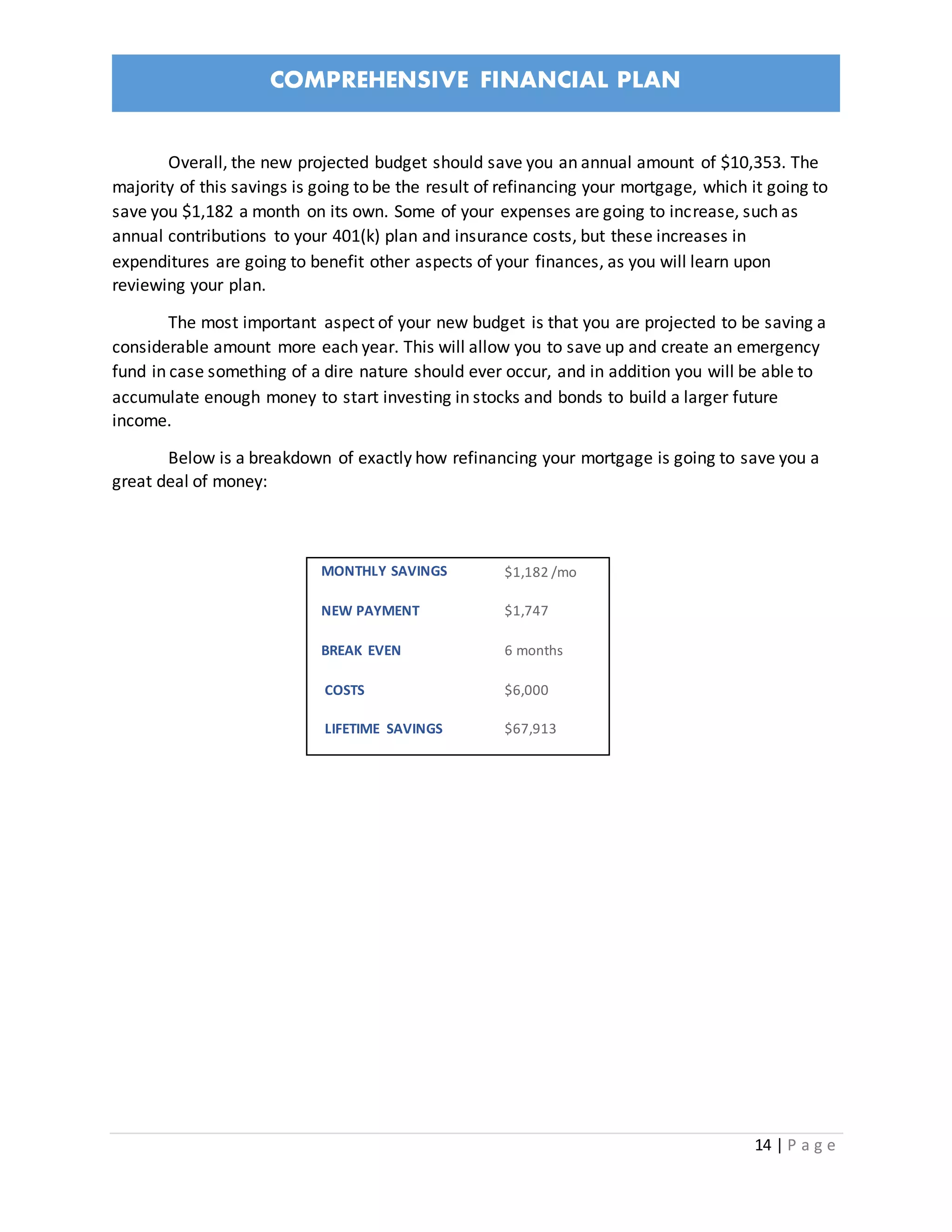 Comprehensive Financial Plan | DOCX | Life Insurance | Insurance