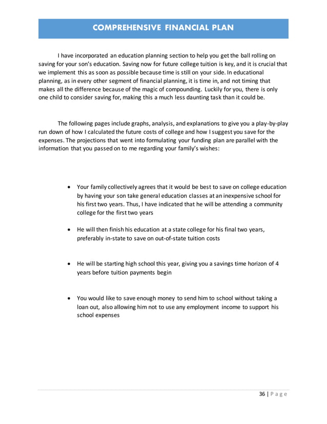 Comprehensive Financial Plan | PDF