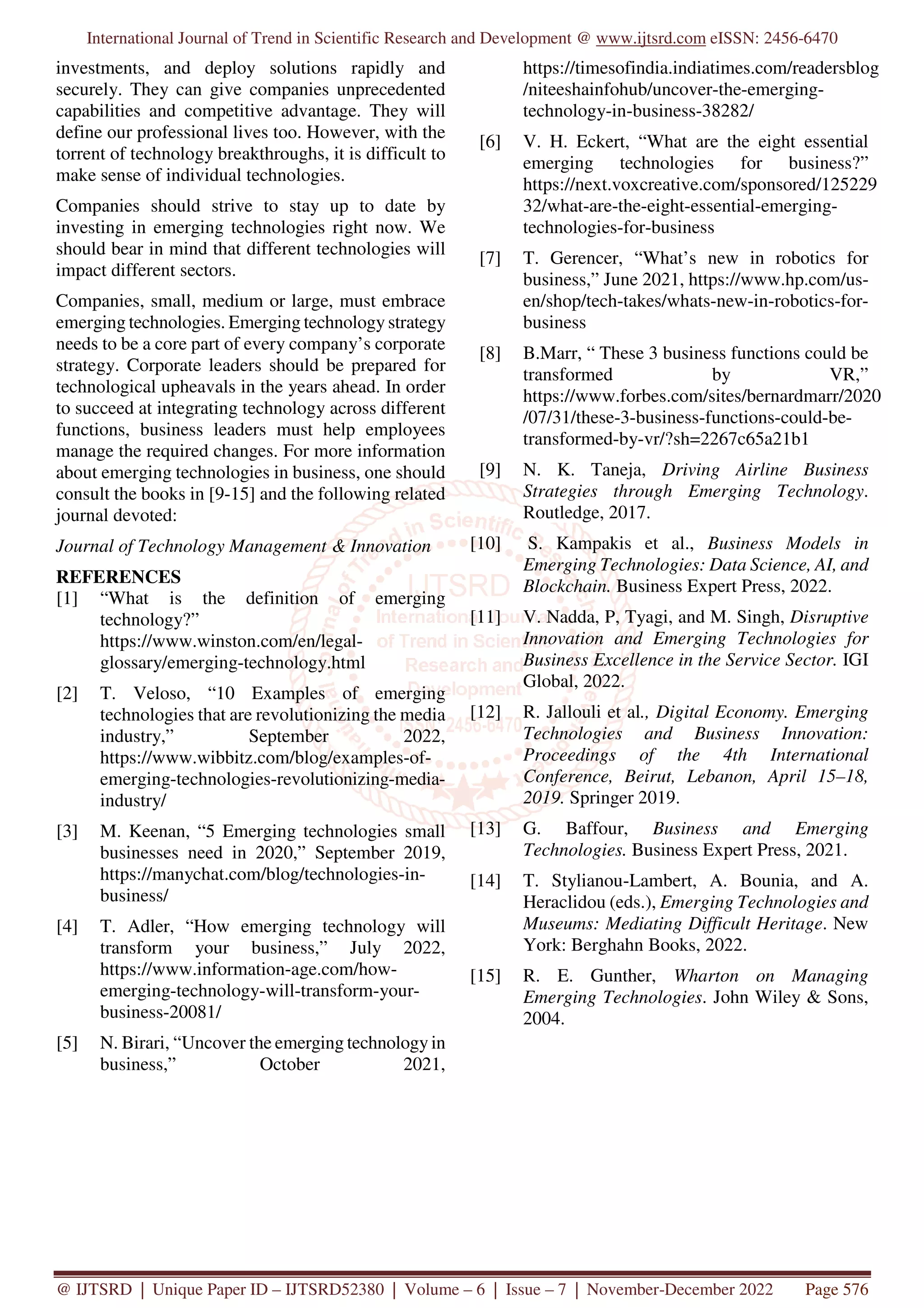 Emerging Technologies in Business | PDF