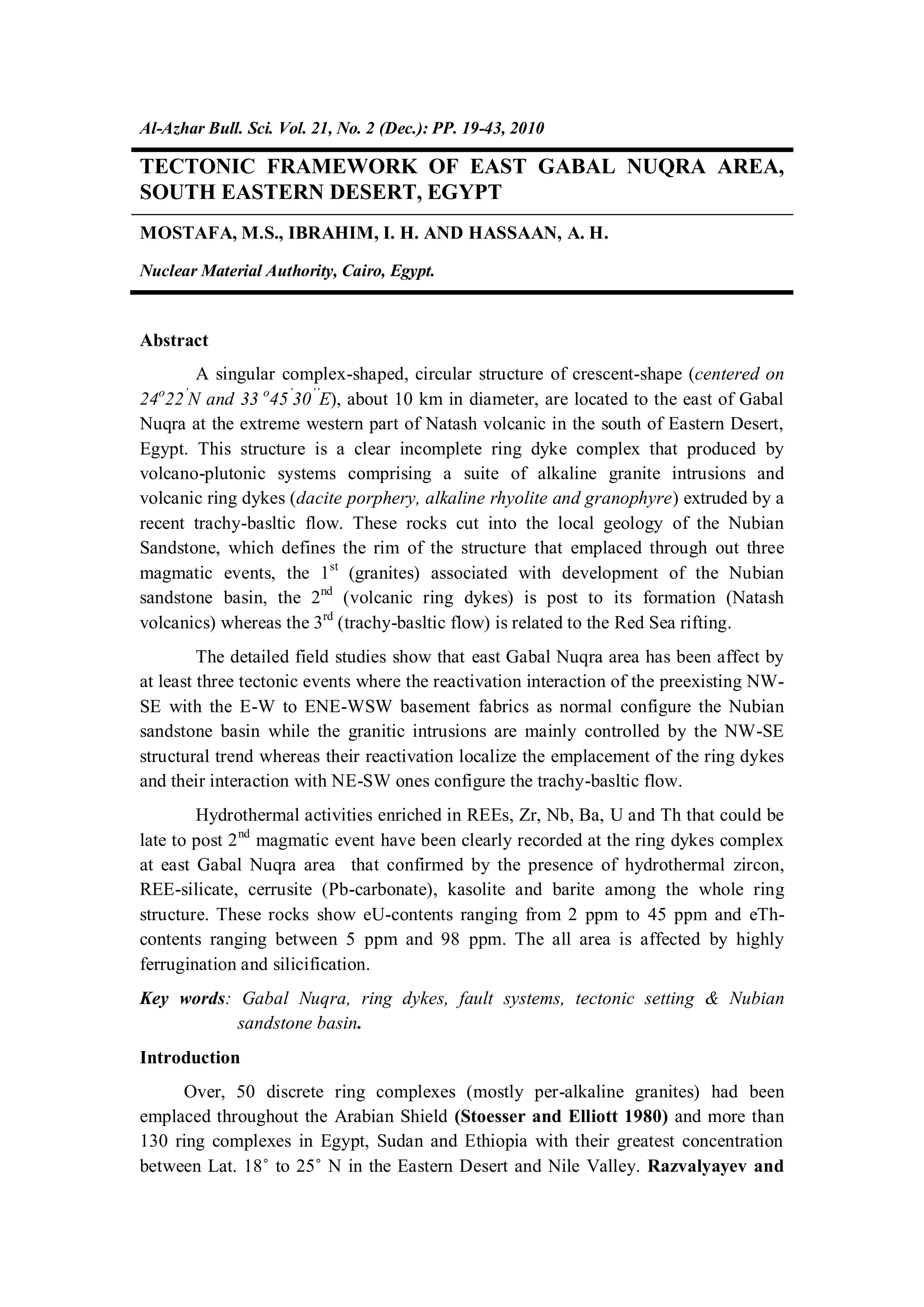 TECTONIC FRAMEWORK OF EAST GABAL NUQRA AREA, SOUTH EASTERN DESERT ...