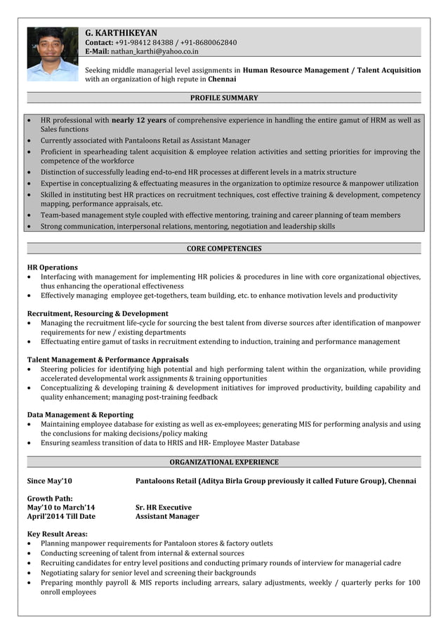 Karthik Updated Resume | DOC | Human Resources | Business