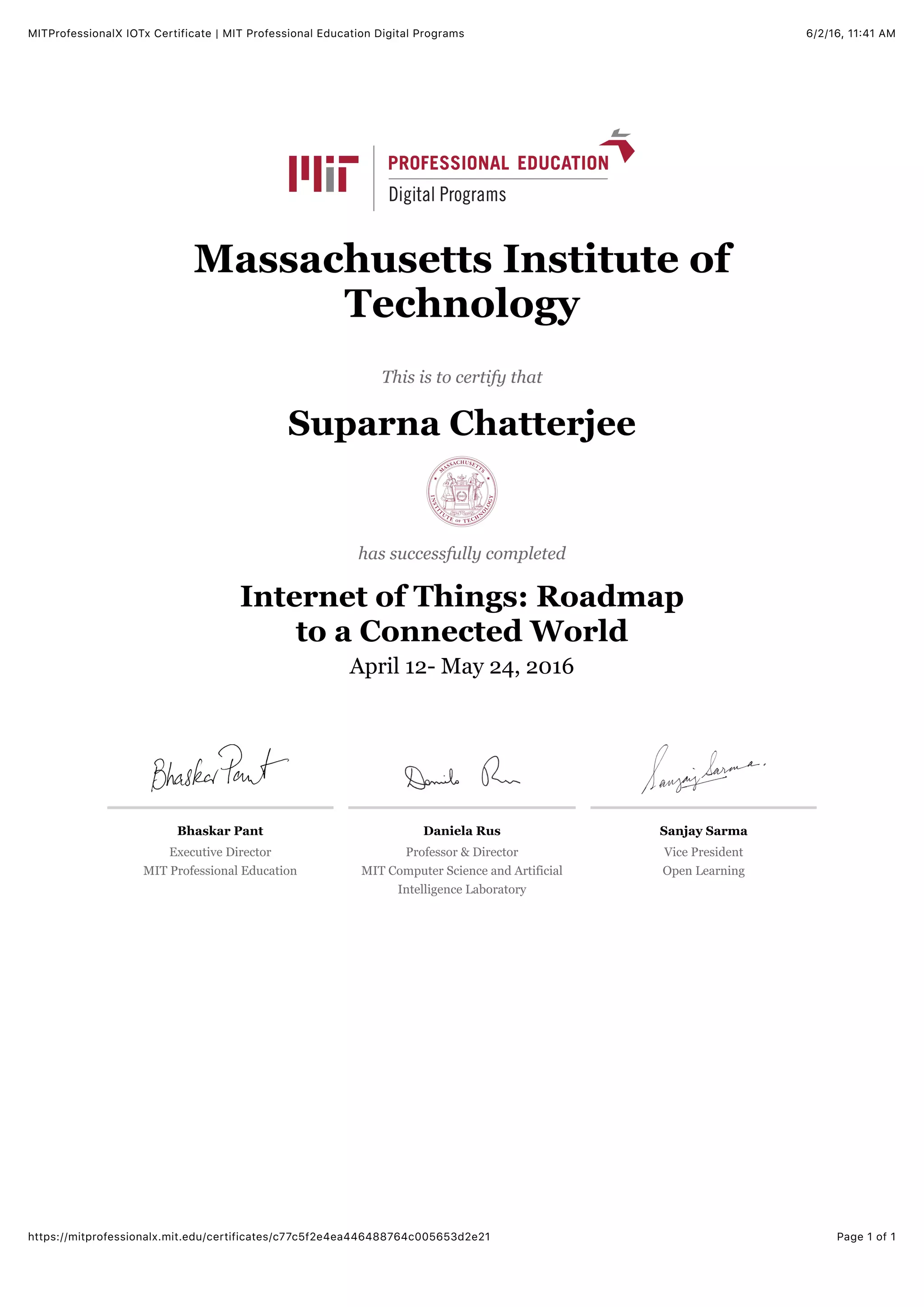 MITProfessionalX IOTx Certificate | MIT Professional Education Digital ...