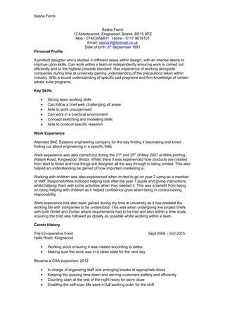 Sasha Ferris CV | DOC