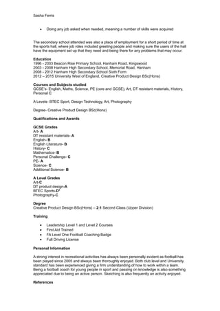 Sasha Ferris CV | DOC