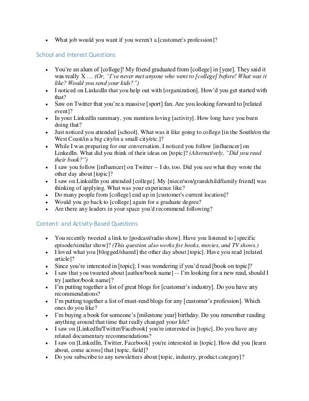 65 Instantly Memorable Rapport Building Questions To Ask Your Customers