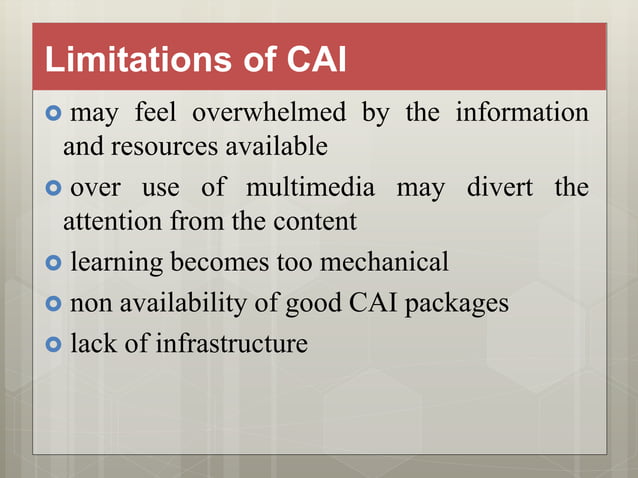 Computer Assisted Instruction (CAI) | PPTX | Educational Assessment ...