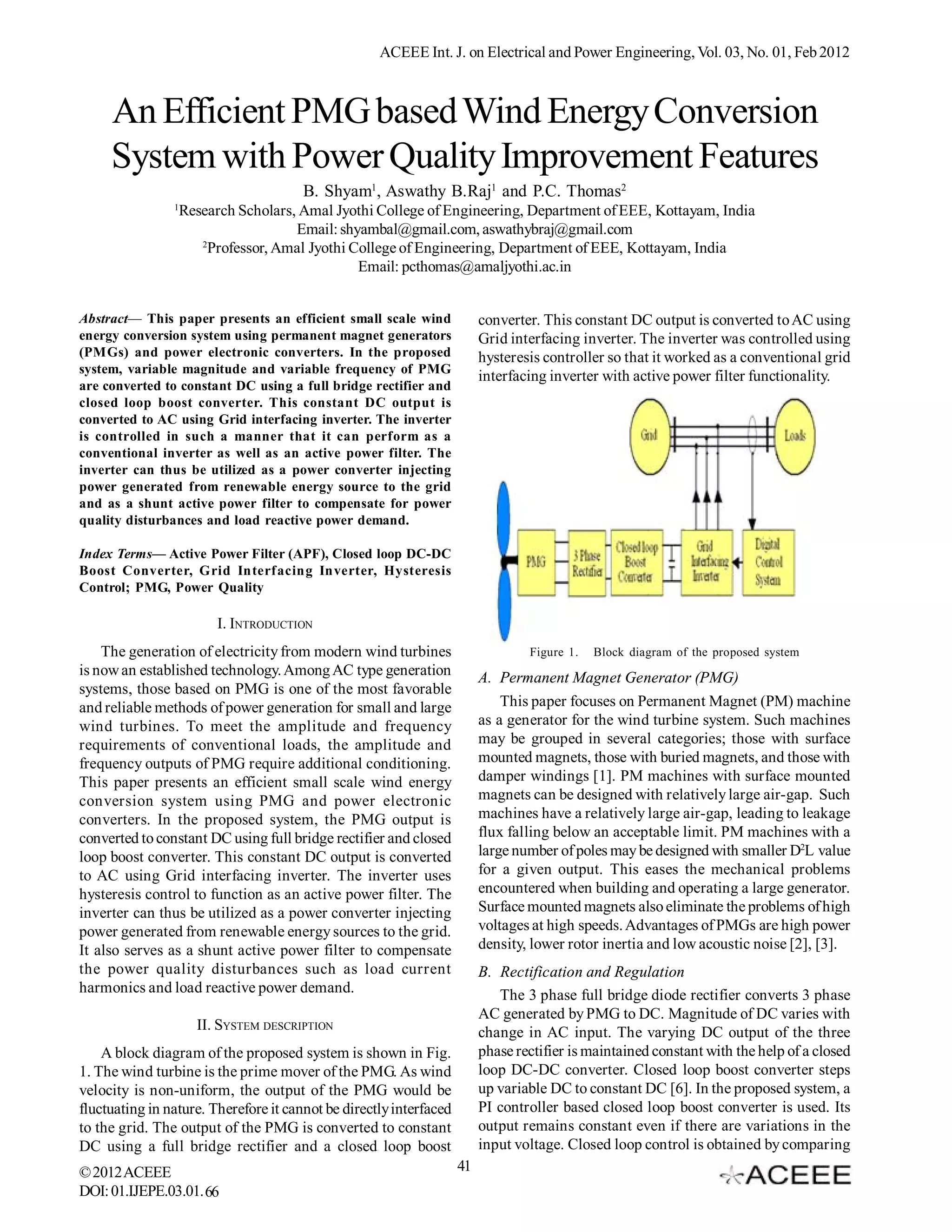 An Efficient PMG based Wind Energy Conversion System with Power Quality ...