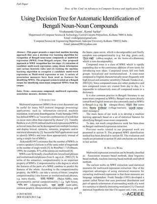 Using Decision Tree for Automatic Identification of Bengali Noun-Noun Compounds | PDF ...
