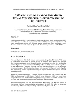 SAF ANALYSES OF ANALOG AND MIXED SIGNAL VLSI CIRCUIT: DIGITAL TO ANALOG CONVERTER | PDF