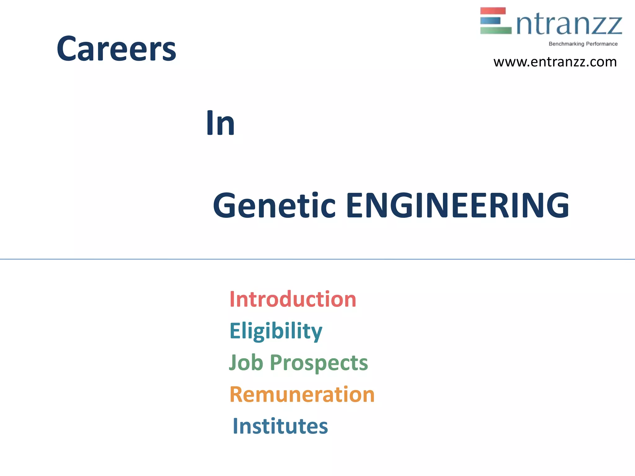 66.careers in genetic engineering | PPTX | Genetics | Science