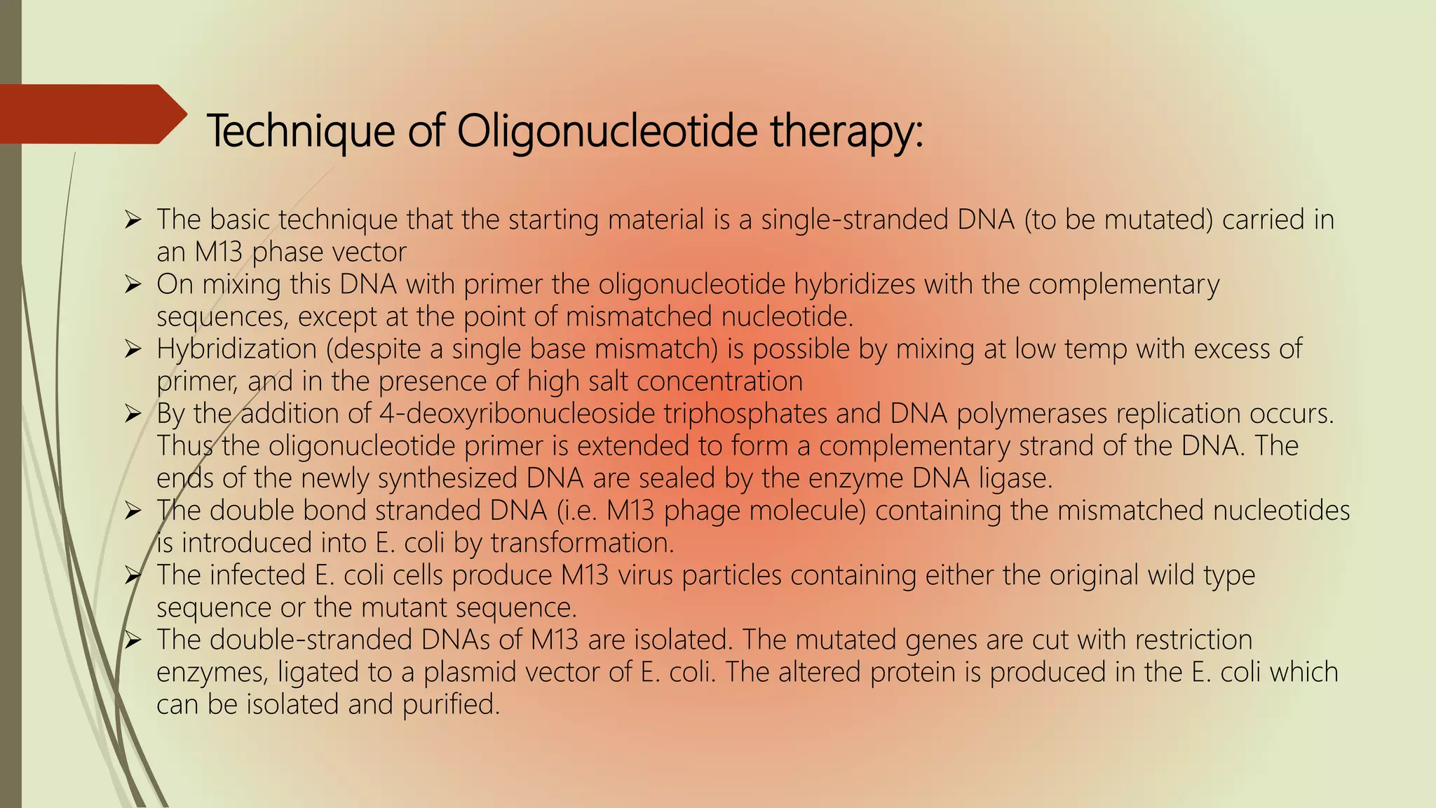OLIGONUCLEOTIDE THERAPY [ TECHNIQUES, APPLICATIONS] | PPTX