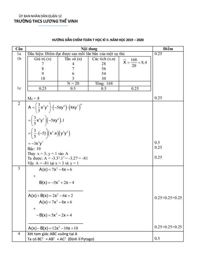Đề Thi HK2 Toán 7 - THCS Lương Thế Vinh | DOCX