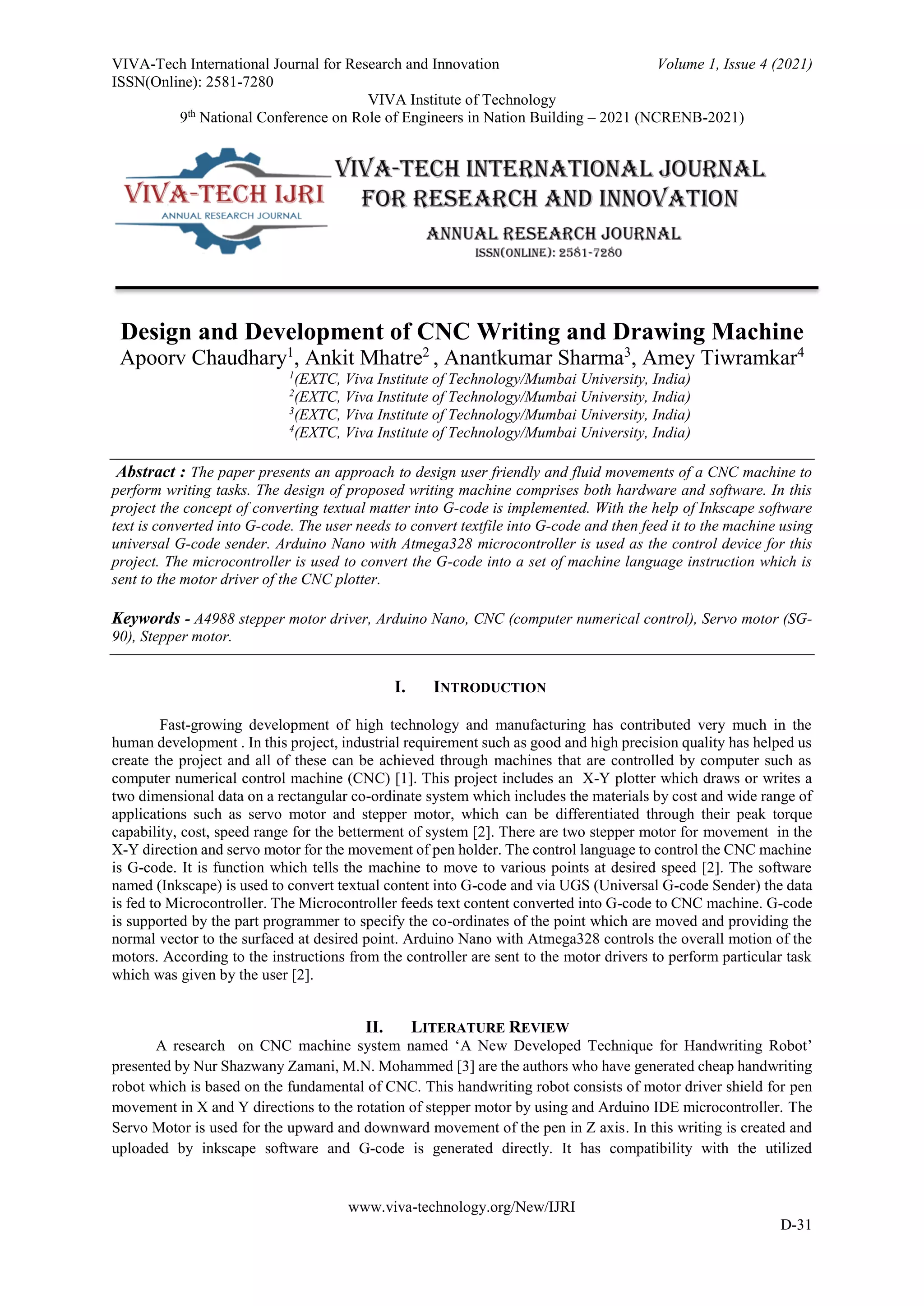 Design and Development of CNC Writing and Drawing Machine | PDF