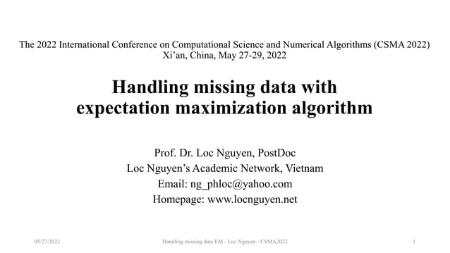 Handling Missing Data With Expectation Maximization Algorithm Ppt