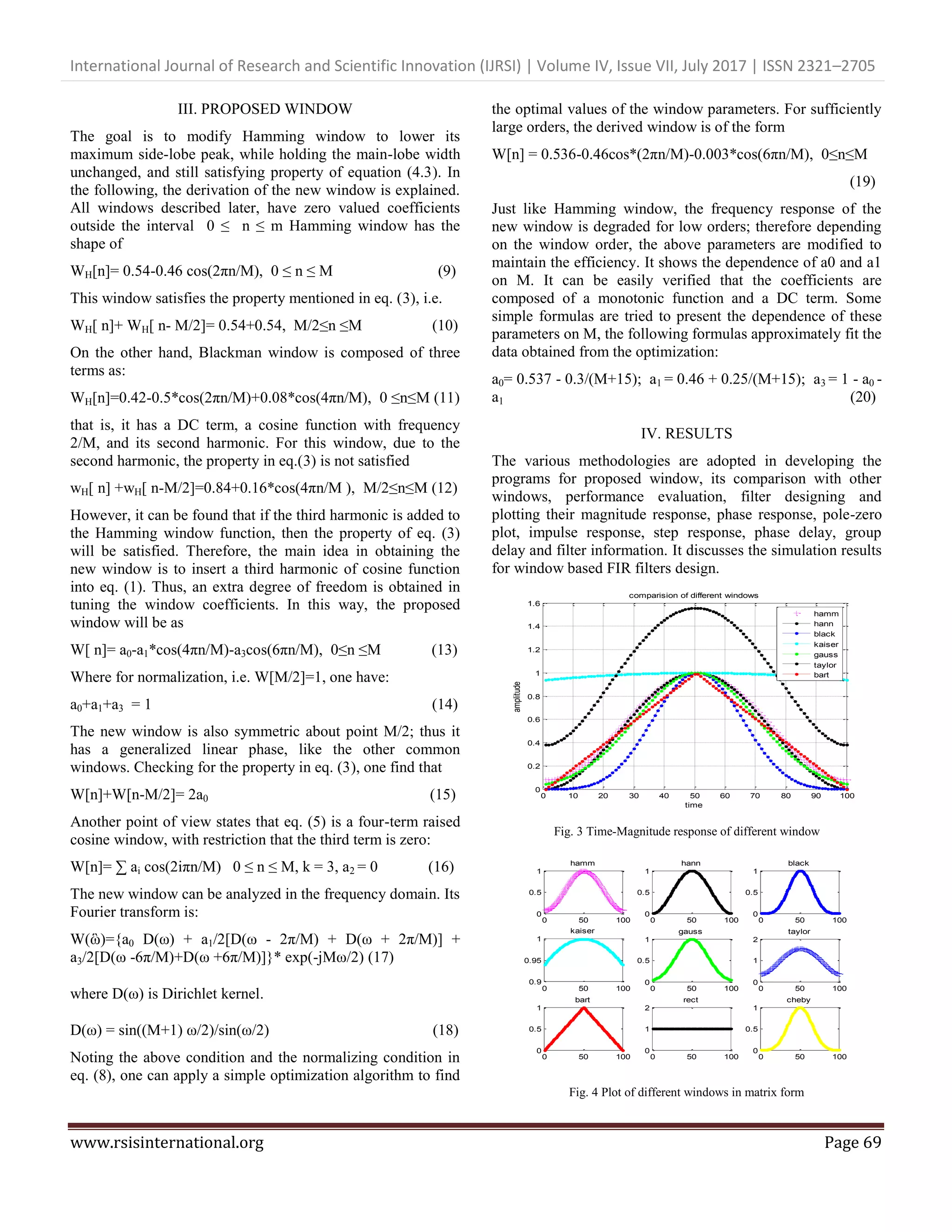 Design and Performance Analysis of Filters Using a Proposed Window Function | PDF