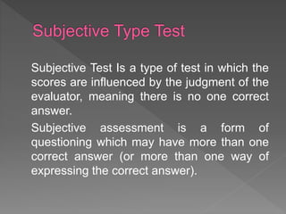 Subjective and Objective Test | PPTX
