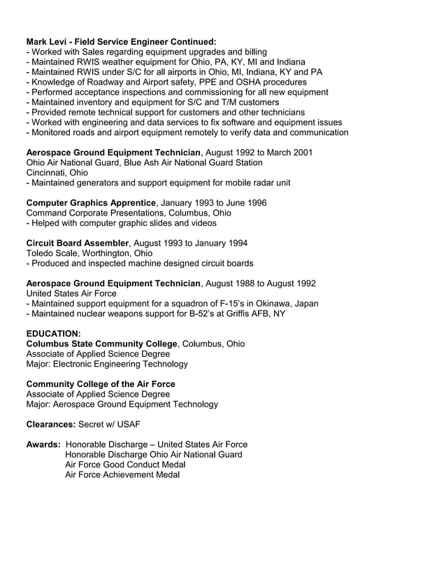 Mark Levi's Resume | DOC