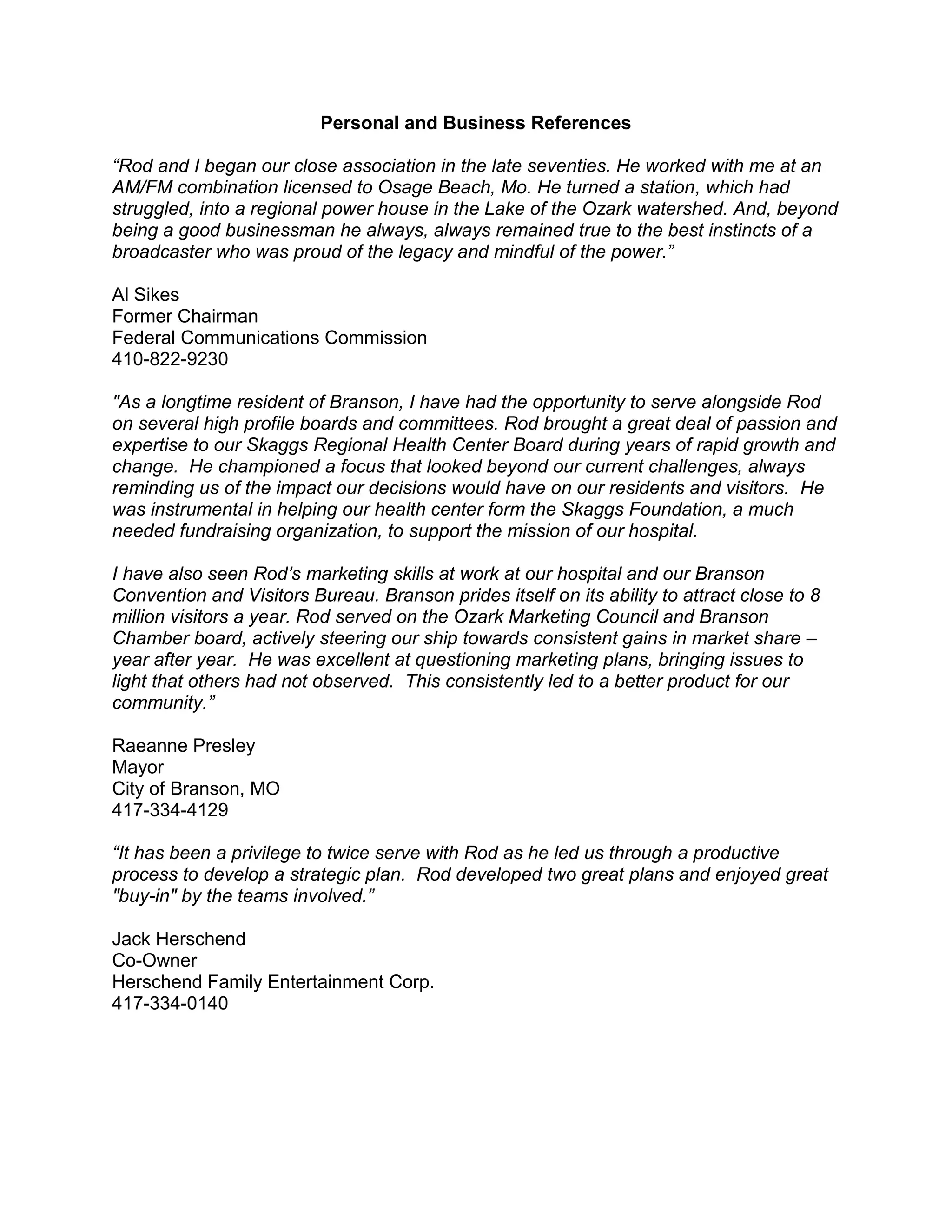 Professional References | DOCX