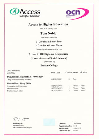 OCN lvl 2-3 Access to H.E | PDF