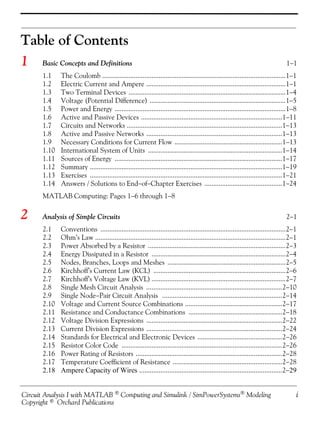 Circuit analysis i with matlab computing and simulink sim powersystems modeling | PDF