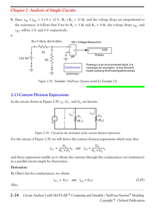Circuit analysis i with matlab computing and simulink sim powersystems modeling | PDF