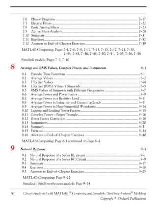 Circuit analysis i with matlab computing and simulink sim powersystems modeling | PDF