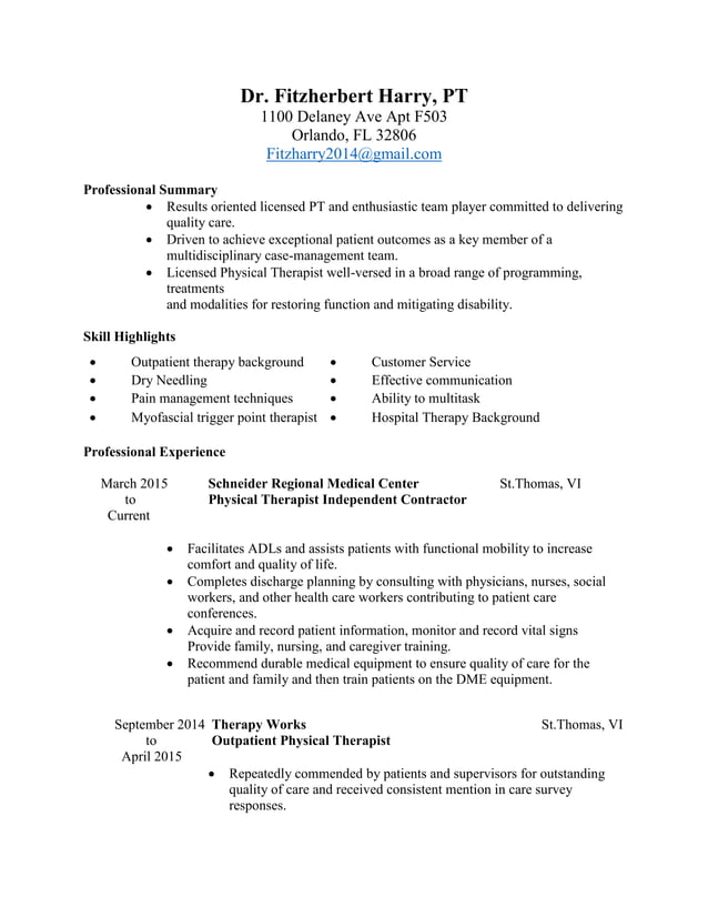 Physical Therapy Resume | PDF