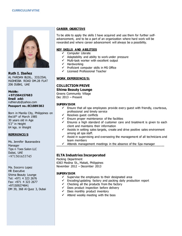 Ruth Ibanez CV | DOCX | Business | Business and Finance