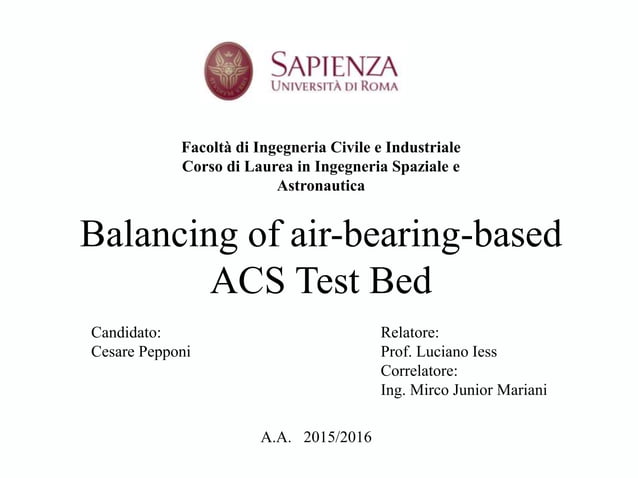 Balancing of an air-bearing-based Acs Test Bed | PPT