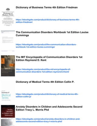 Dictionary of communication disorders 4th ed. Edition Morris | PDF