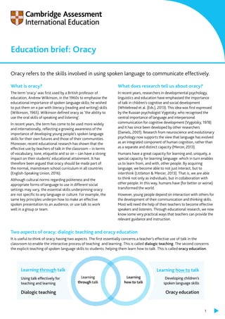Education brief: what is oracy, in English | PDF