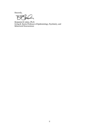 Dr. Benjamin Lahey Recommendation, University of Chicago | DOC