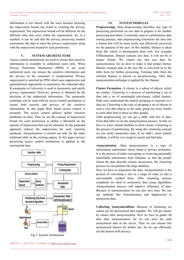 Enhanced Privacy Preserving Accesscontrol in Incremental Datausing Microaggregation | PDF