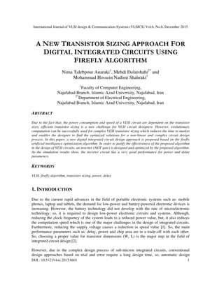 A New Transistor Sizing Approach for Digital Integrated Circuits Using Firefly Algorithm | PDF
