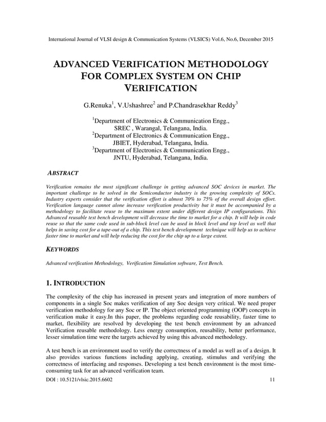 Advanced Verification Methodology for Complex System on Chip Verification | PDF