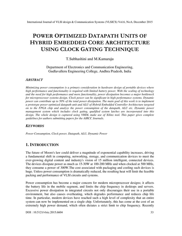 Power Optimized Datapath Units Of Hybrid Embedded Core Architecture Using Clock Gating Technique