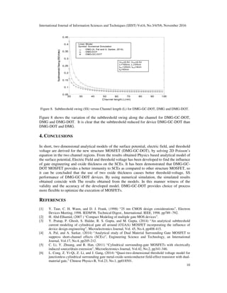 ANALYTICAL AND NUMERICAL MODELING OF VTH AND S FOR NEW CG MOSFET ...
