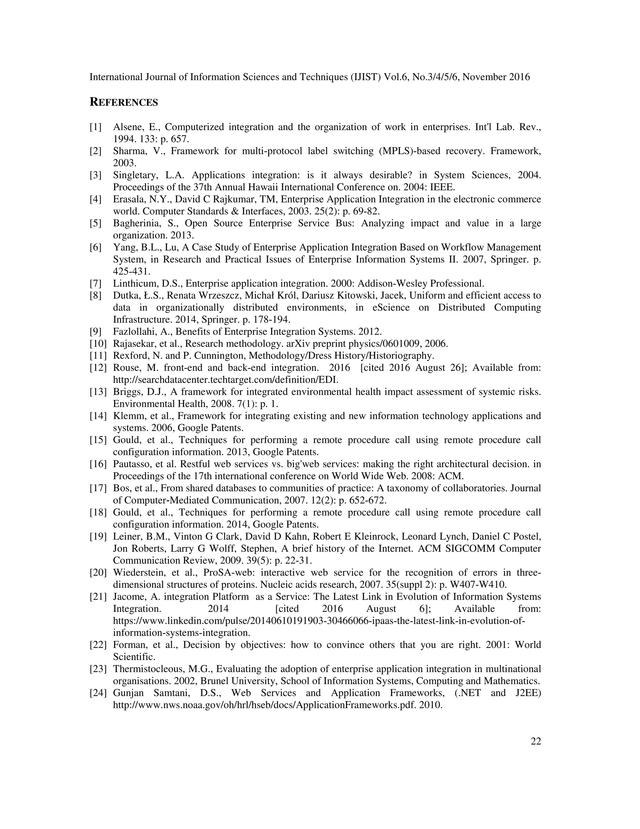 AN OVERVIEW OF EXISTING FRAMEWORKS FOR INTEGRATING FRAGMENTED ...